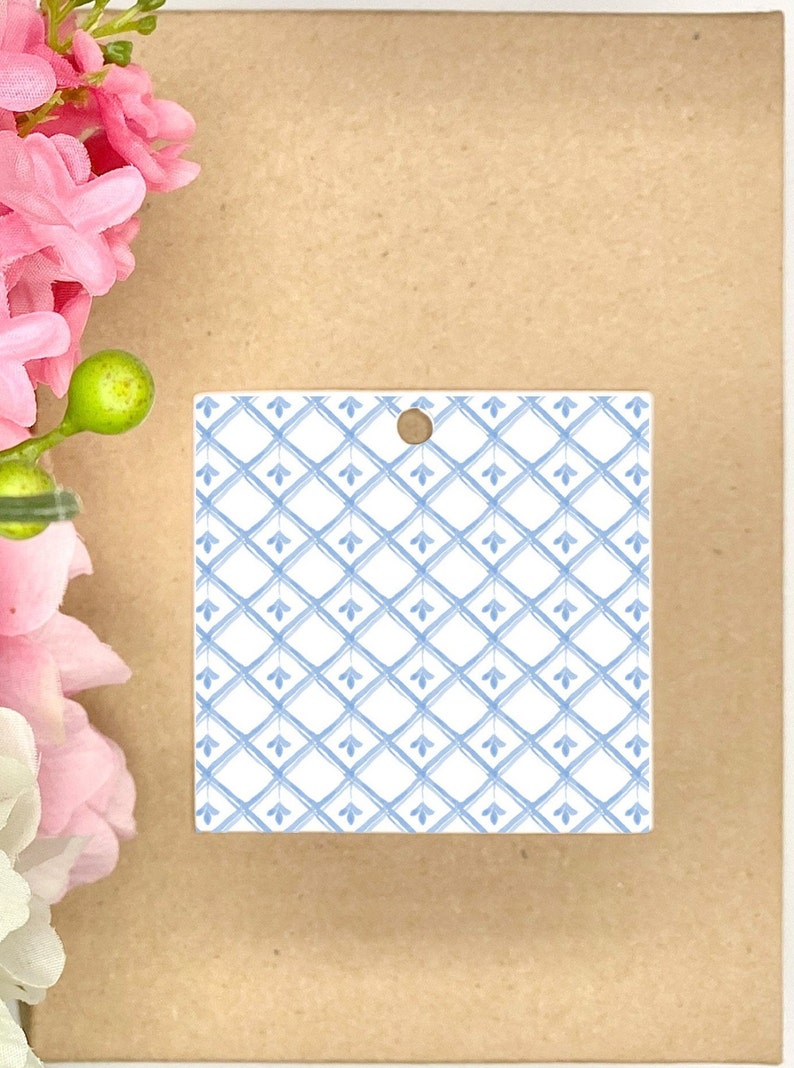 Bow Gift Tag Blue Personalized Custom Watercolor Ribbon Gift | Etsy