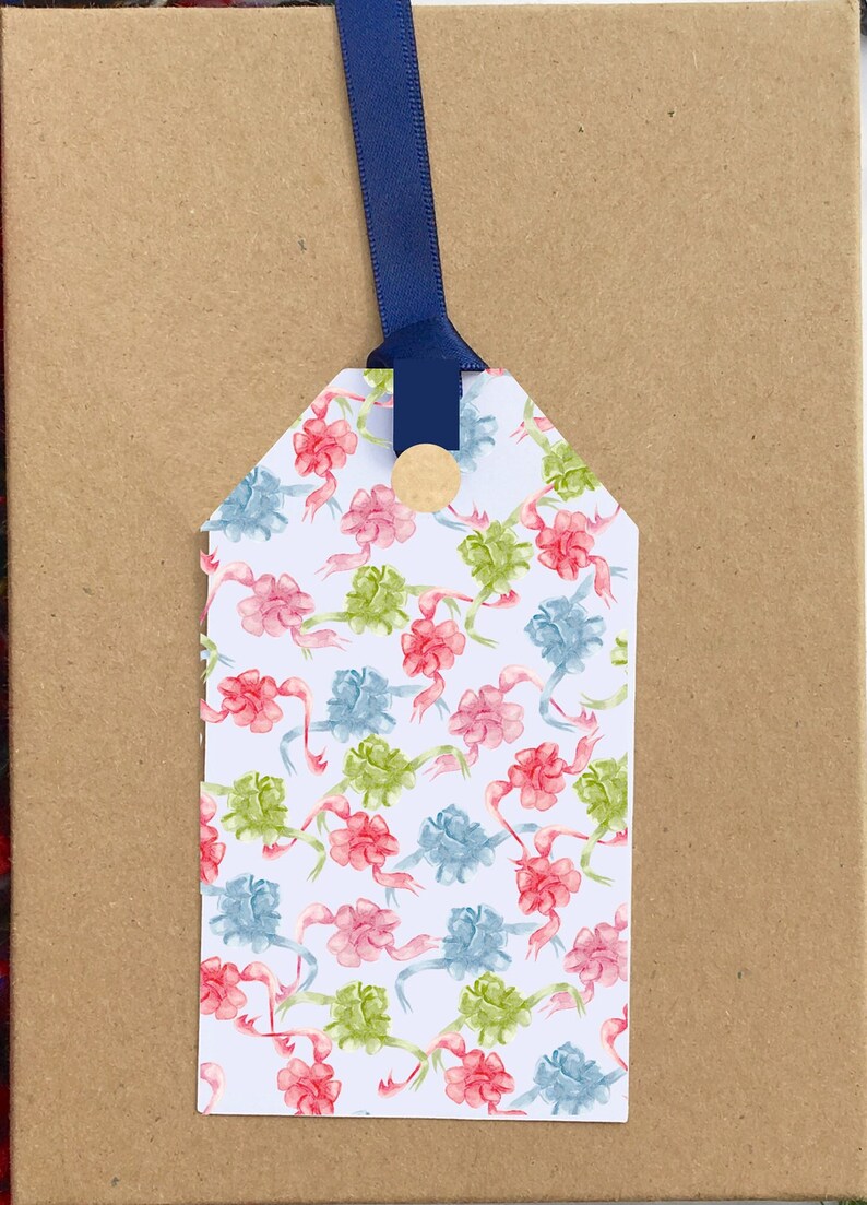 Personalized Christmas Gift Tags Bow Ribbon Monogram Holiday - Etsy