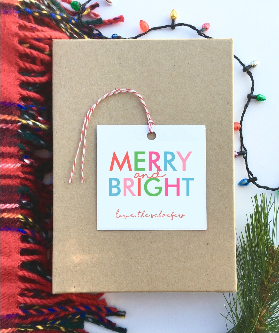 Personalized Christmas Gift Tags Merry and Bright Holiday Custom ...