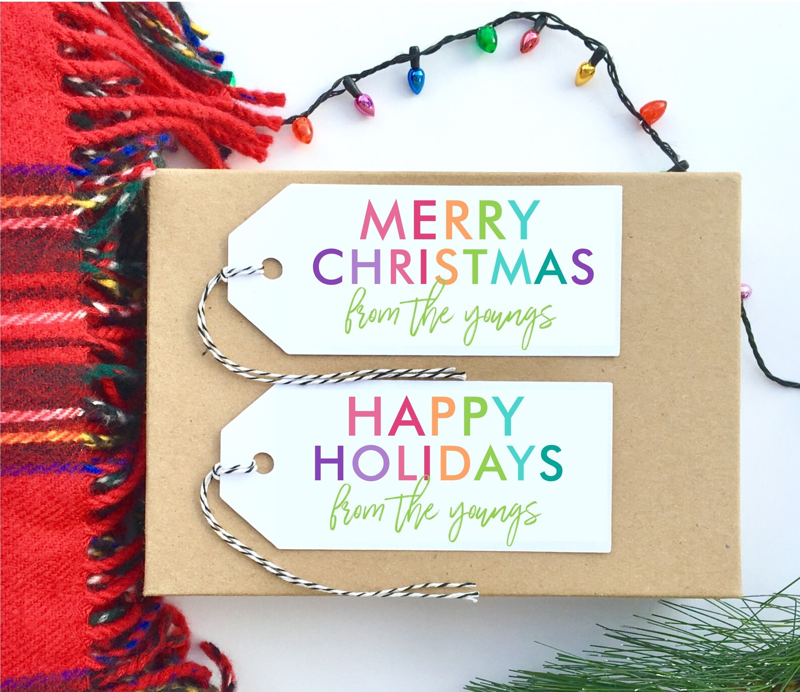 Colorful Personalized Holiday Gift Tags Merry Christmas Custom | Etsy