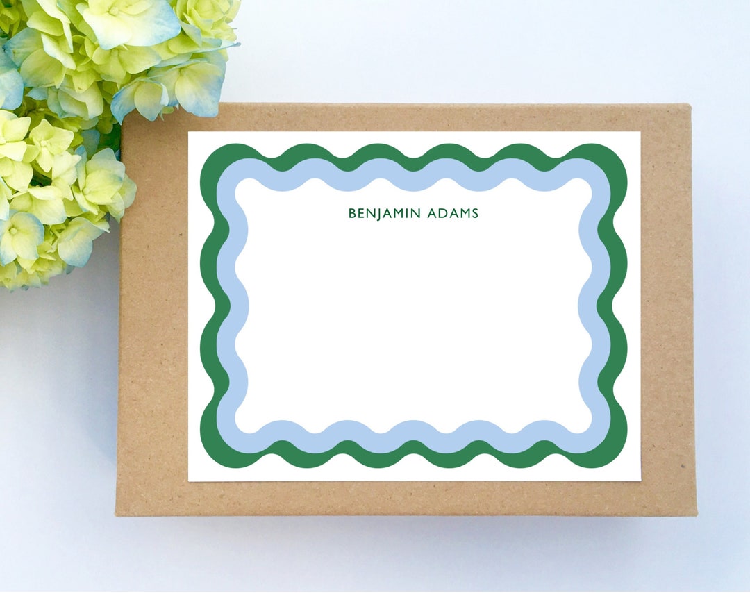 Scalloped Stationery Wavy Notecards Scallop Personalized Notecards ...