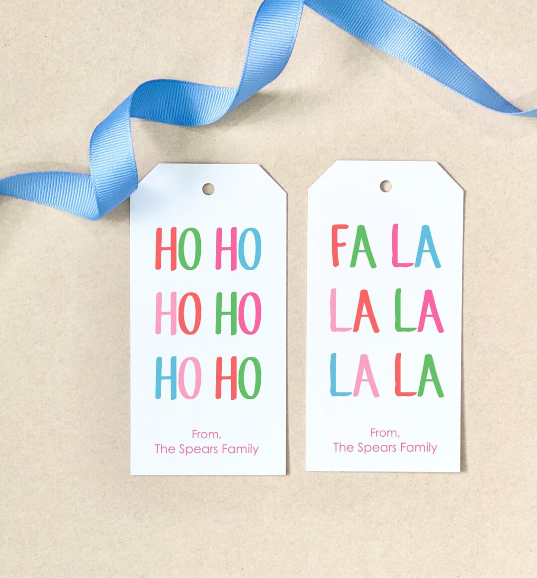 Fa La La & Ho Ho Ho Personalized Holiday Gift Tags Christmas Gift Tags ...