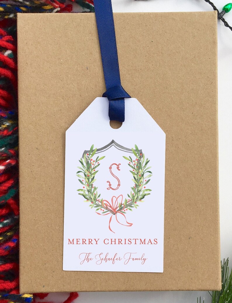 Personalized Christmas Gift Tags Christmas Crest Custom - Etsy