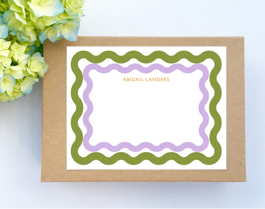 Scalloped Stationery Wavy Notecards Scallop Personalized Notecards ...