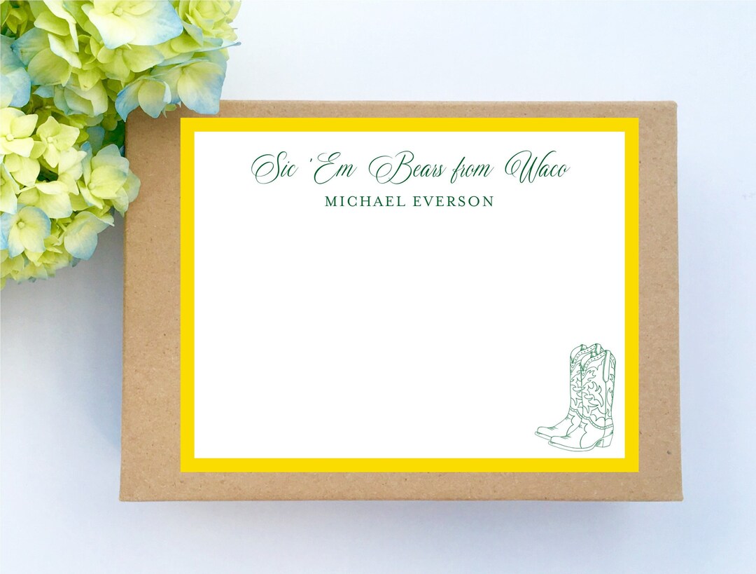 Baylor University Personalized Stationery Notecards Go Bears Monogram ...