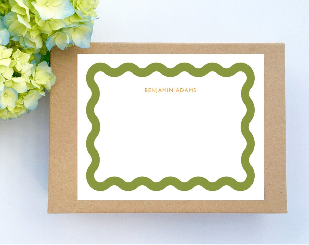 Scalloped Stationery Wavy Notecards Scallop Personalized Notecards ...