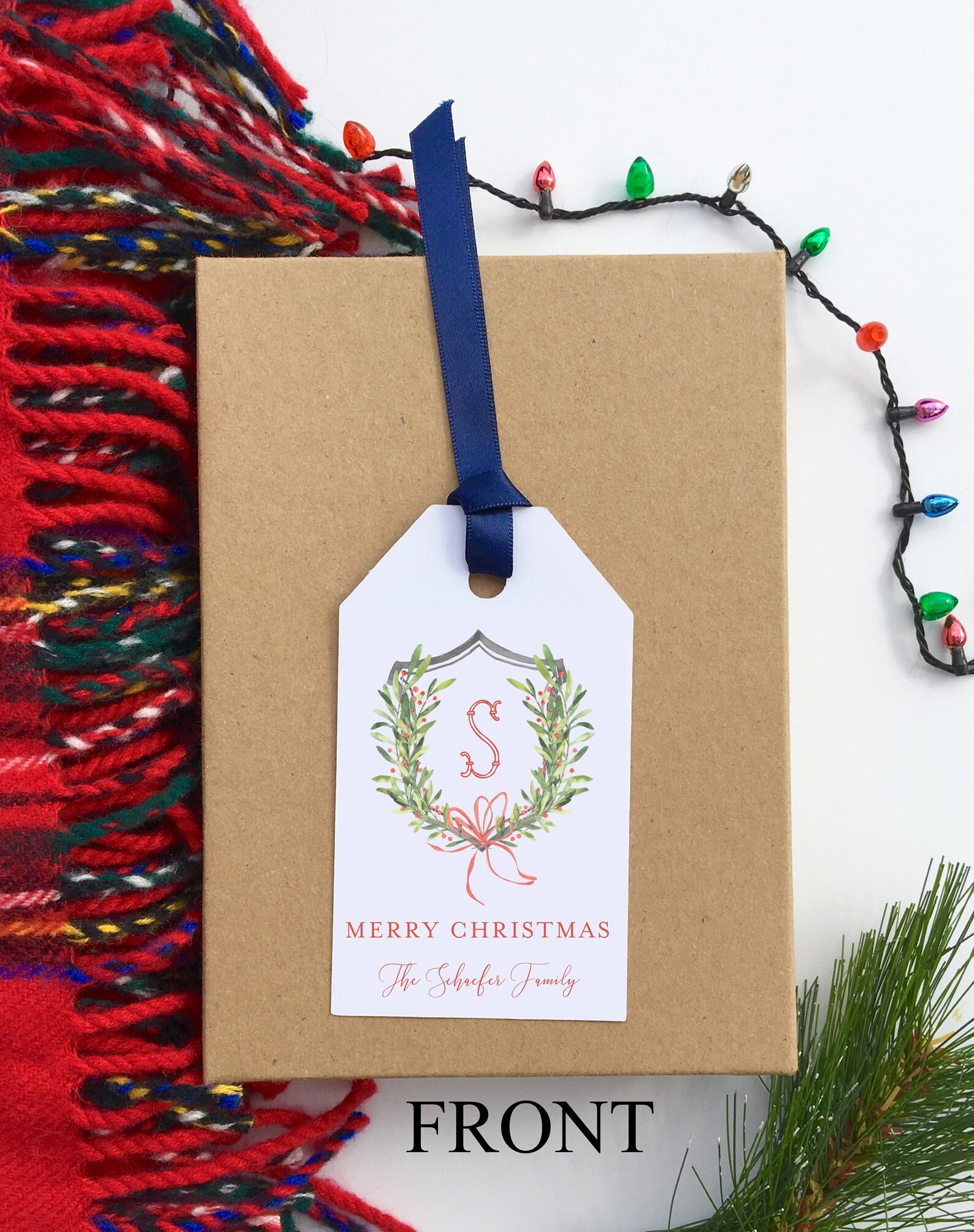 Personalized Christmas Gift Tags Christmas Crest Custom - Etsy