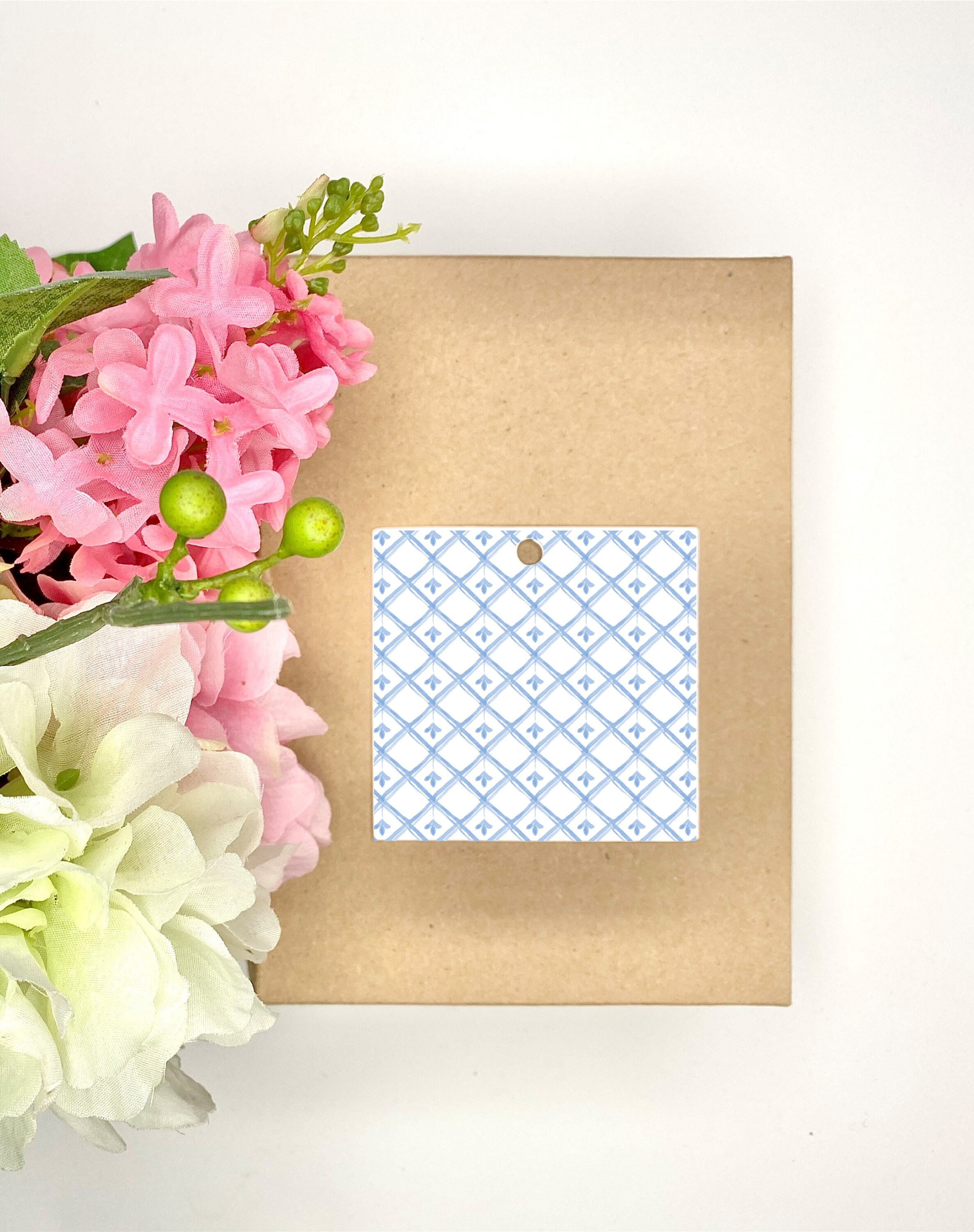 Bow Gift Tag Blue Personalized Custom Watercolor Ribbon Gift | Etsy