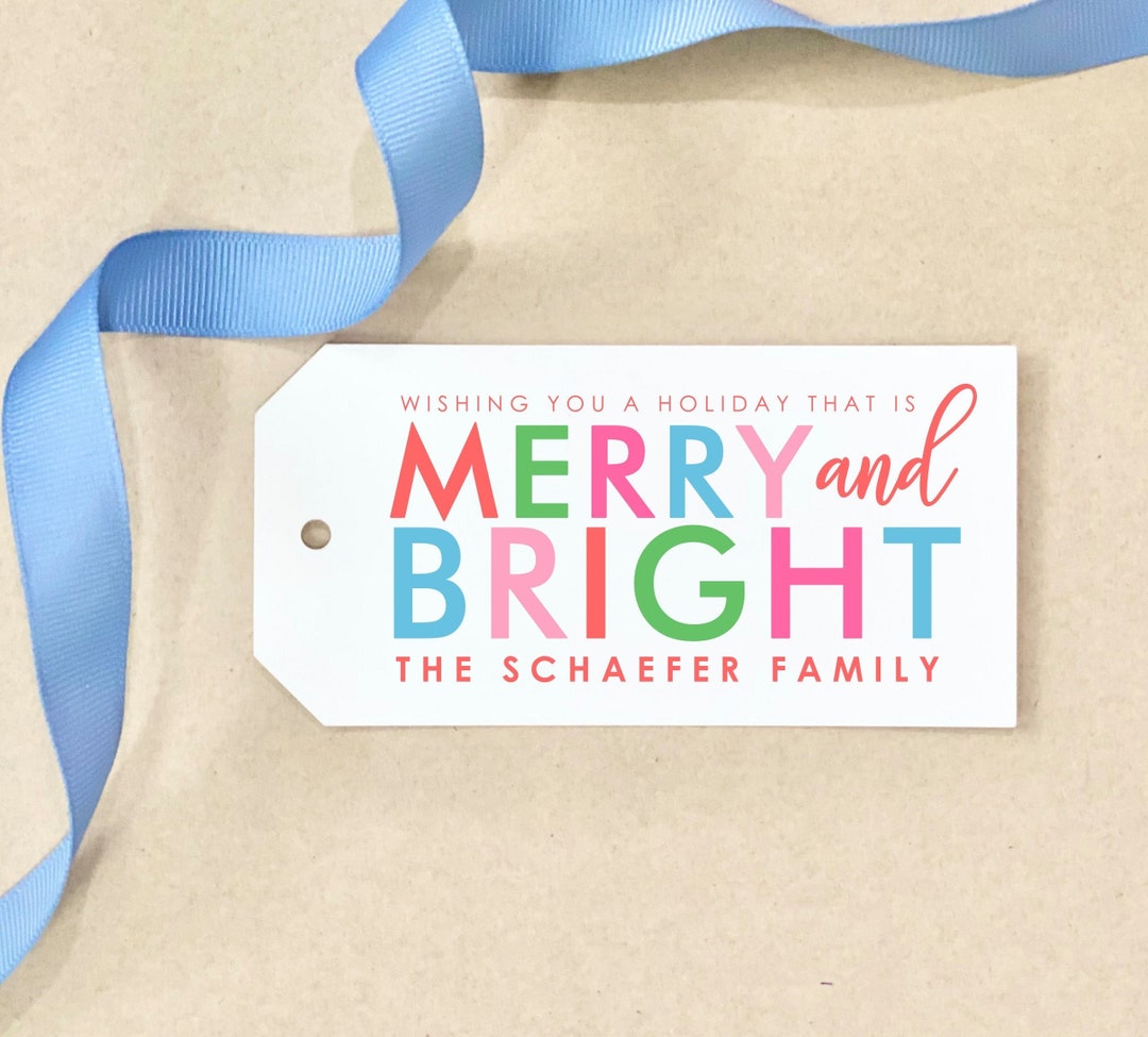 Personalized Christmas Gift Tags Merry & Bright Christmas Personalized ...
