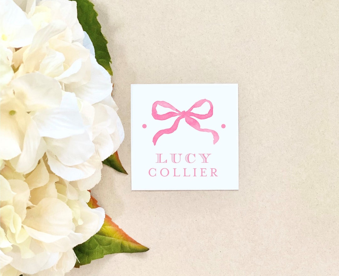 Bow Stickers Pink Personalized Custom Watercolor Ribbon Gift Wrap Party ...