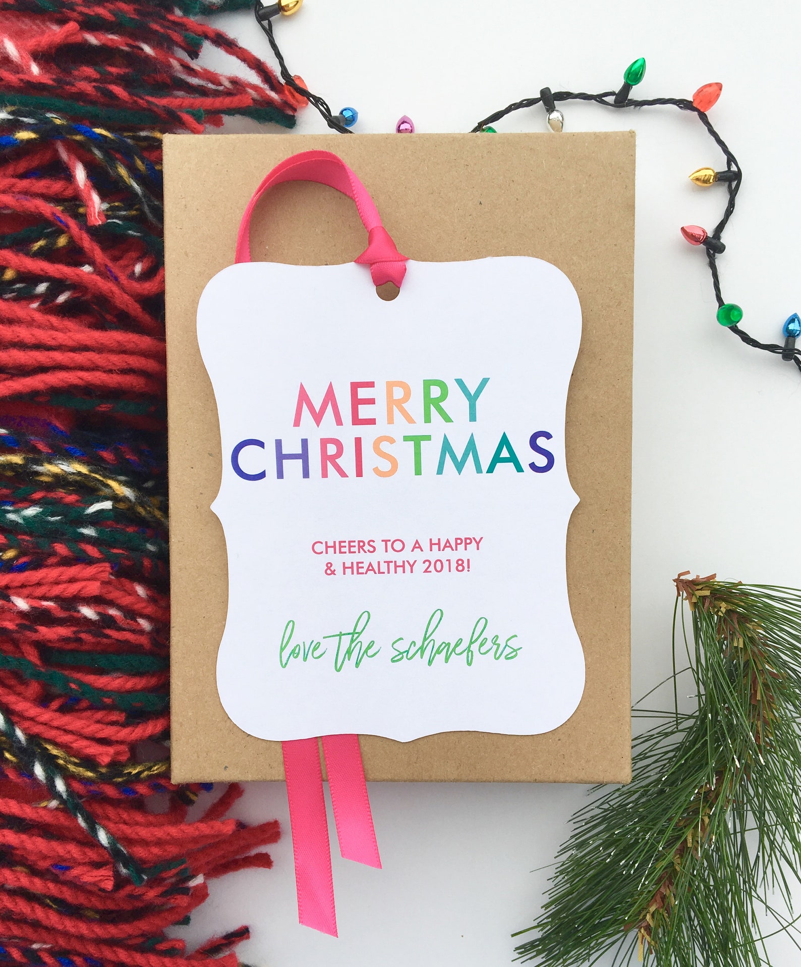 Colorful Personalized Holiday Gift Tags Merry Christmas Custom | Etsy