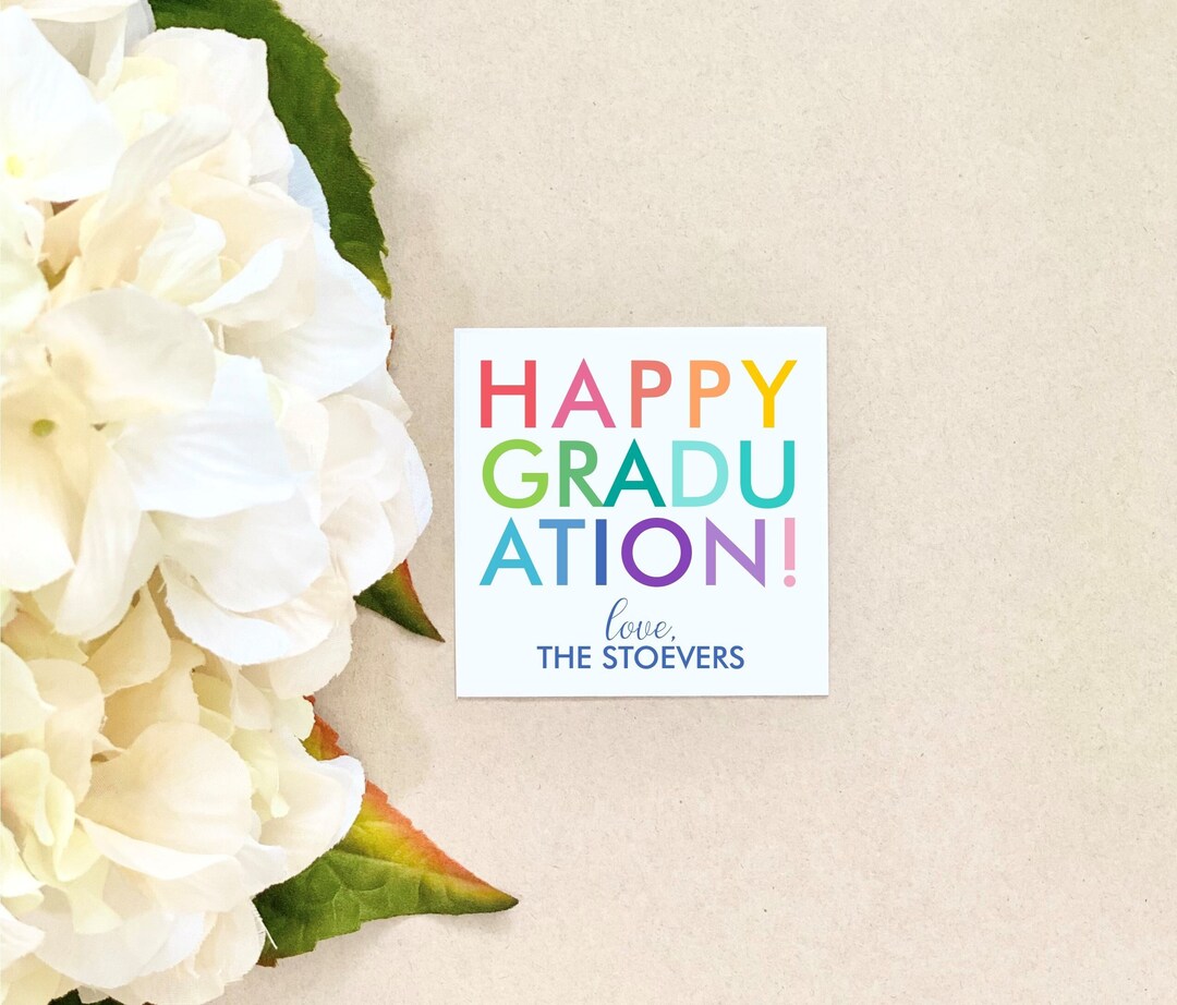 Colorful Happy Graduation Stickers Personalized Monogram Custom ...
