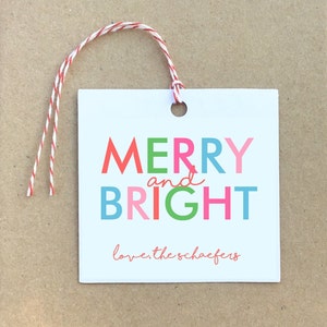 Personalized Christmas Gift Tags Merry and Bright Holiday Custom ...