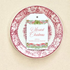 Personalized Christmas Gift Tags Bow Ribbon Monogram Holiday Gift Tag ...