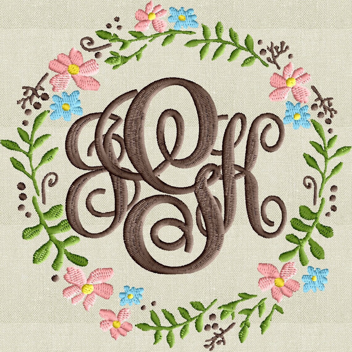 Floral Wreath Font Frame Monogram Design -font Not Included ...