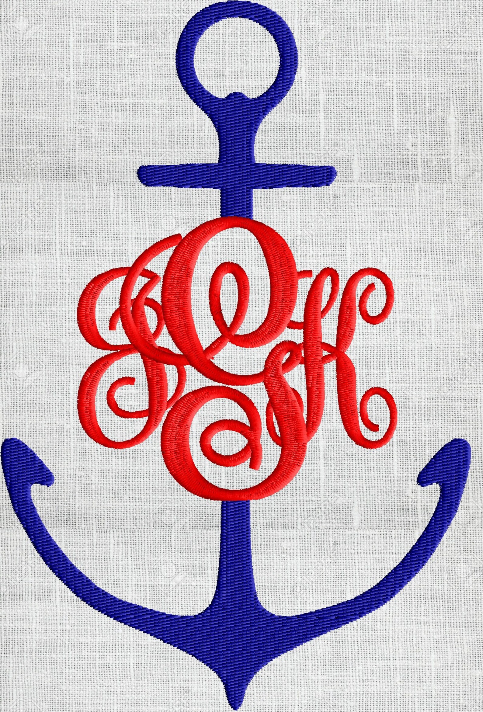 Anchor Font Frame Monogram Design -font Not Included - EMBROIDERY ...