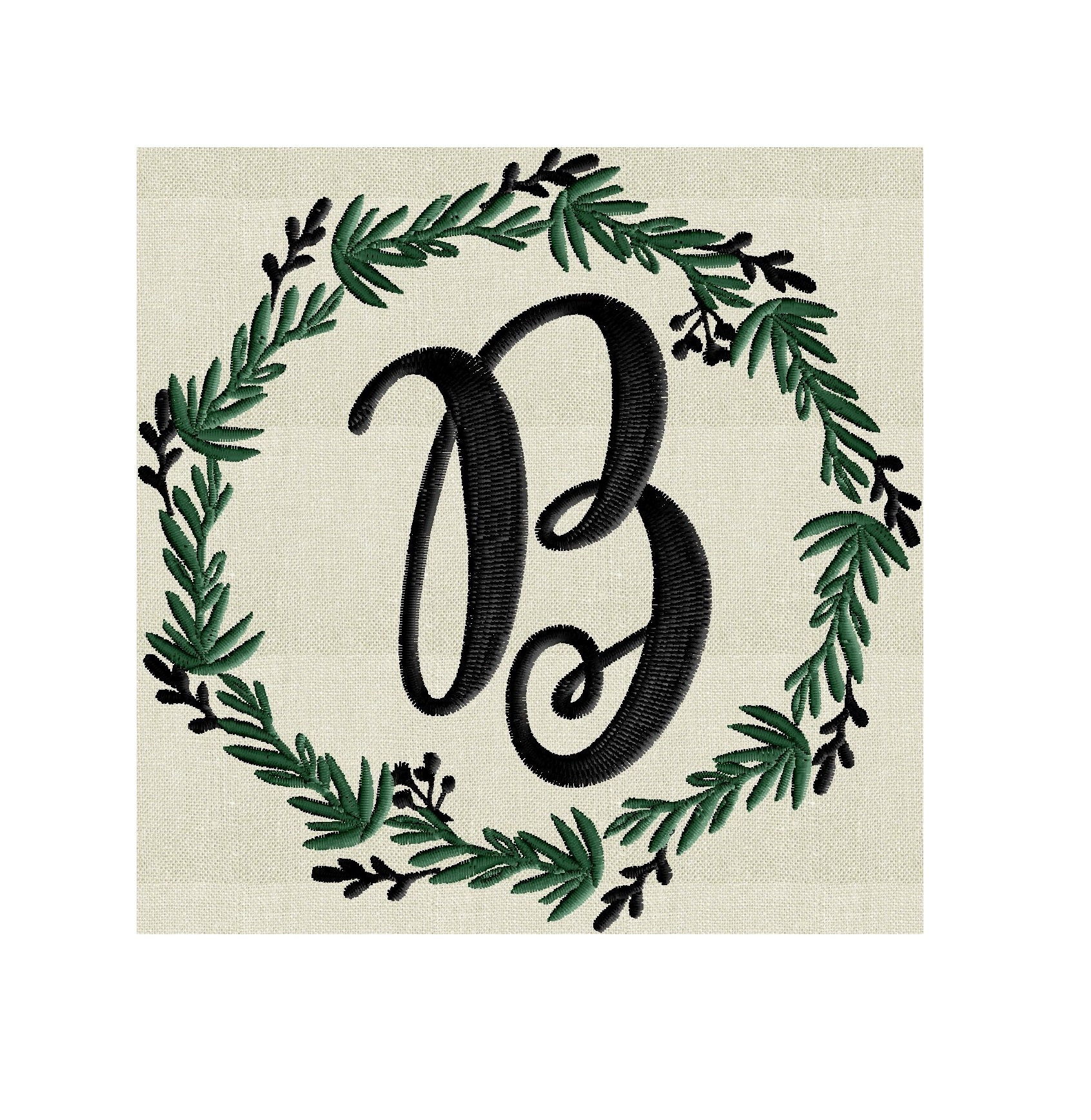 Wreath Frame w Monogram letter B Embroidery Design ONLY B | Etsy