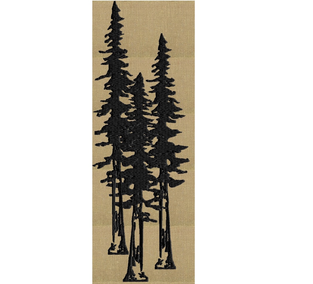 Simple Fir Tree Group of 3 - EMBROIDERY DESIGN - Instant Download - HUS ...
