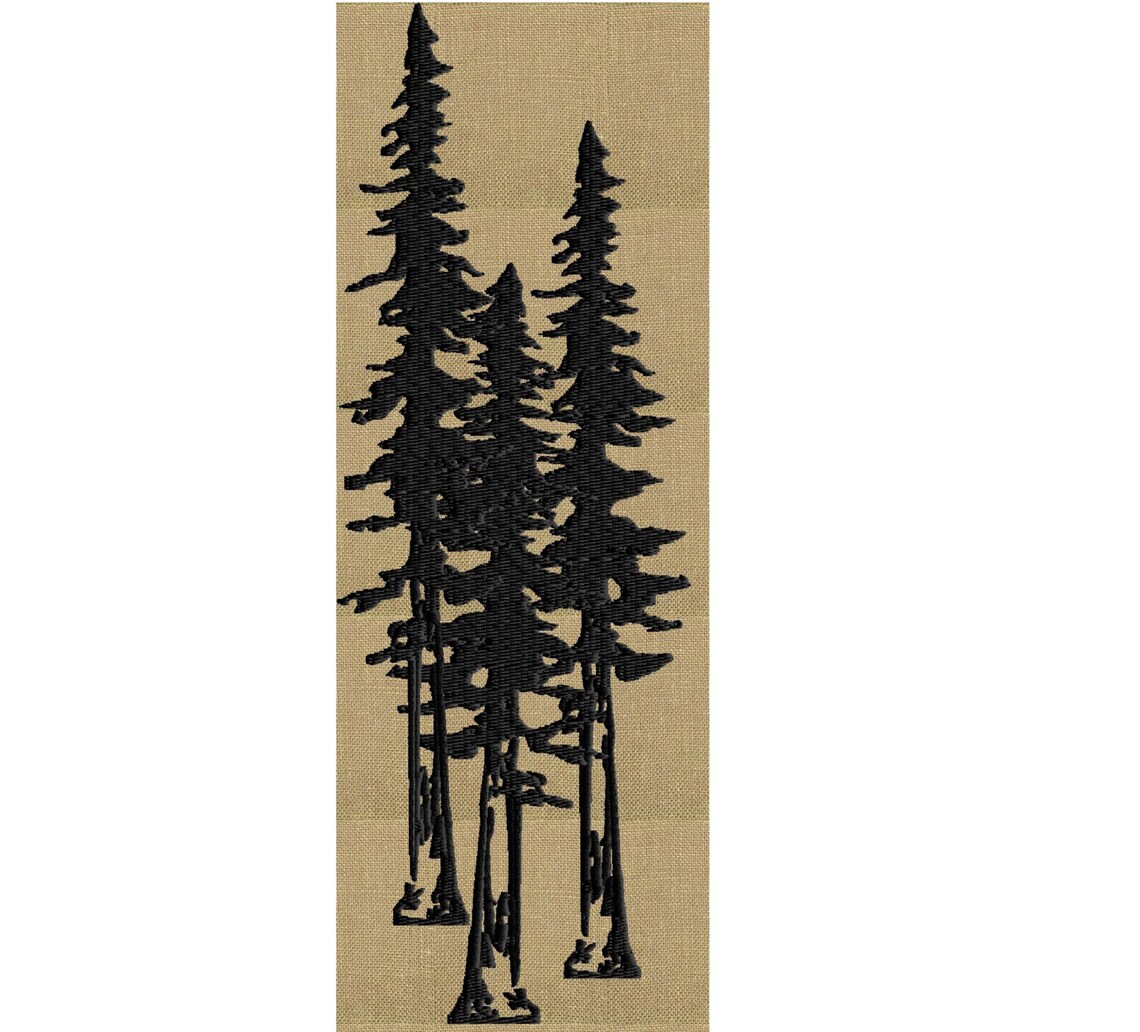 Simple Fir Tree Group of 3 EMBROIDERY DESIGN Instant | Etsy