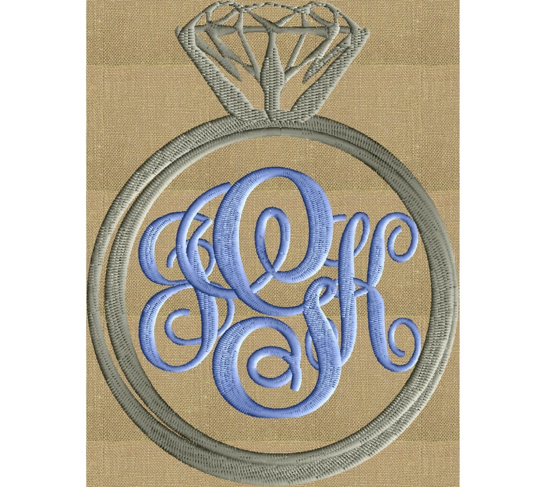 Engagement Ring Font Frame Monogram Embroidery Design - Font Not ...
