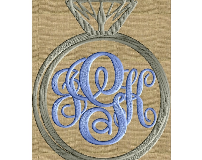 Engagement Ring Font Frame Monogram Embroidery Design Font - Etsy