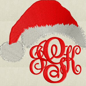 Santa Hat Font Frame Monogram -font Not Included - EMBROIDERY DESIGN ...