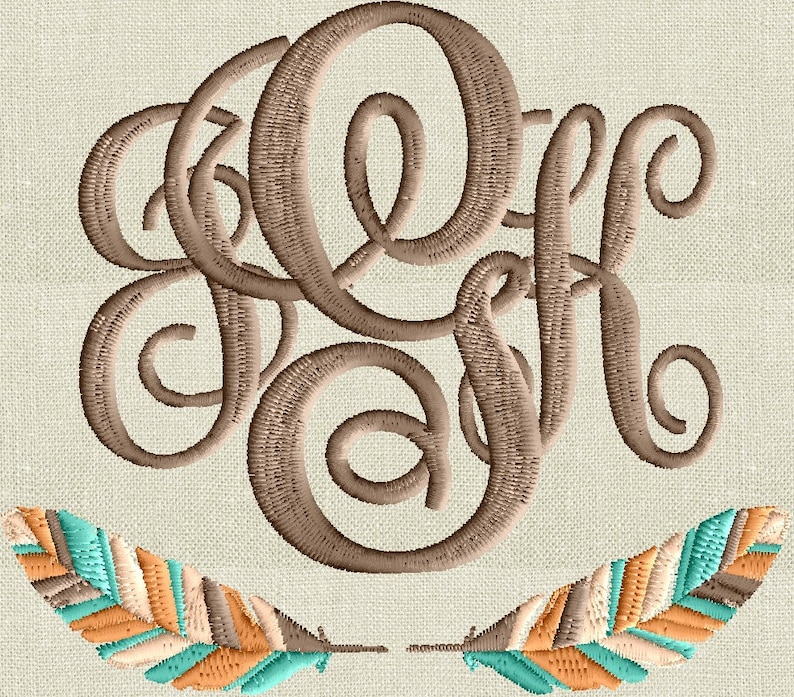 Feathers Tribal Font Frame Monogram Design font Not Included - Etsy