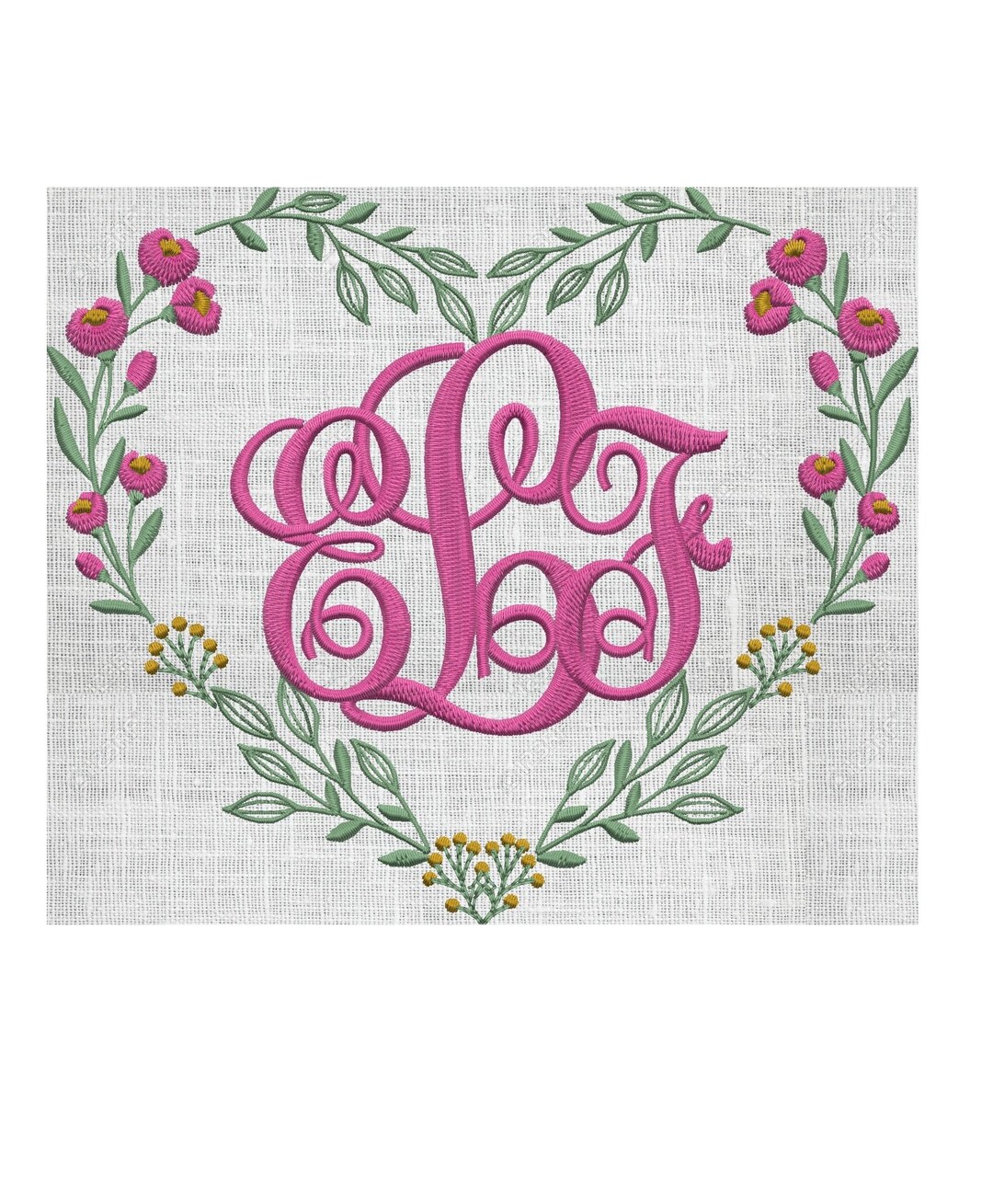 Flower Heart Frame Monogram Embroidery Design File in 2 Sizes & 3 ...