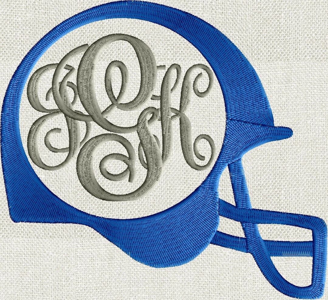 Football Helmet Font Frame Monogram Embroidery Design - Font & Bow Not ...
