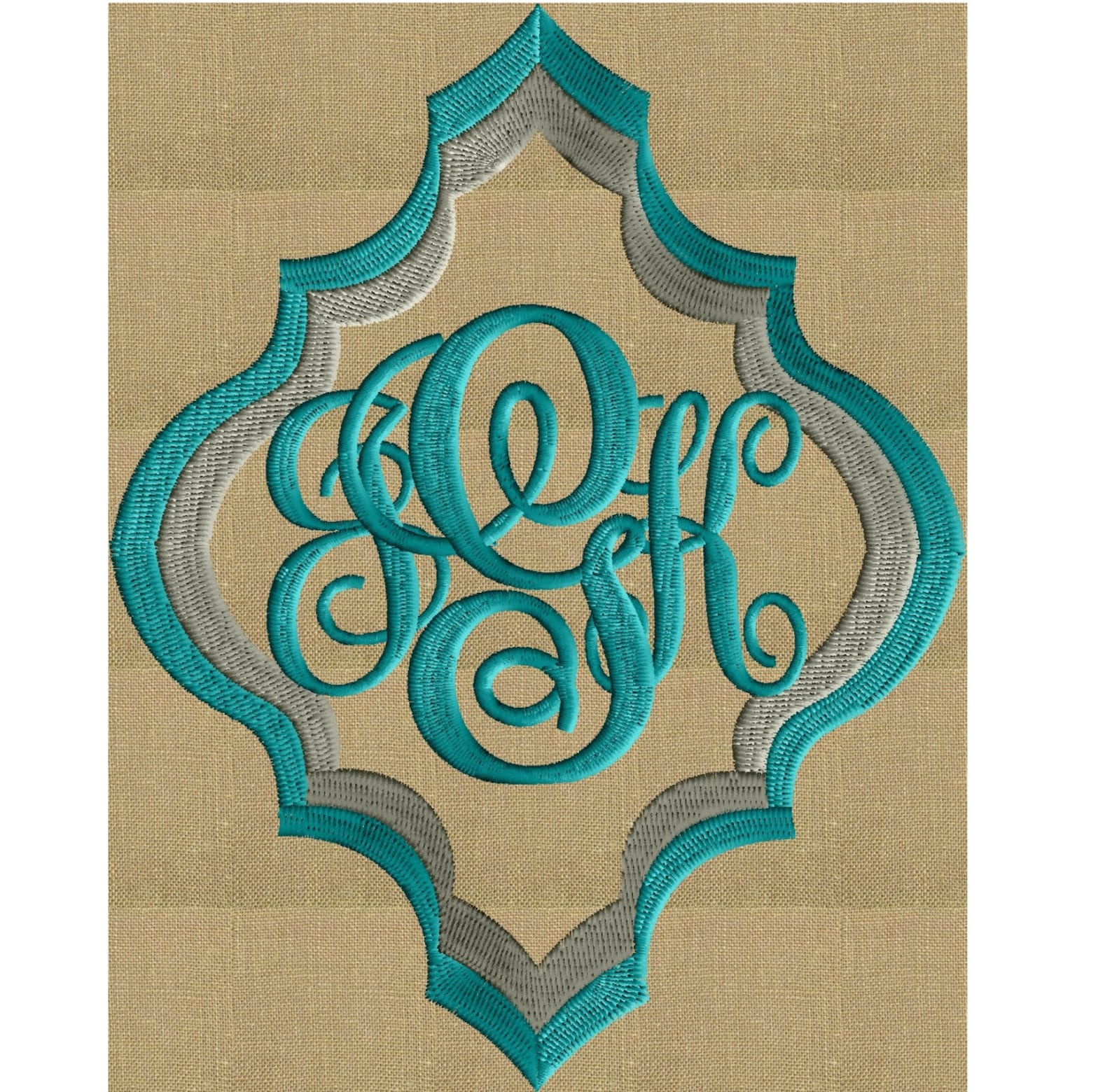 Moroccan Quatrefoil Font Frame Monogram Embroidery Design - Font Not ...