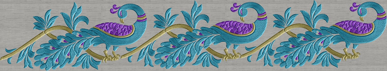 Peacock on a Vine Border Bird of Paradise - EMBROIDERY DESIGN File ...