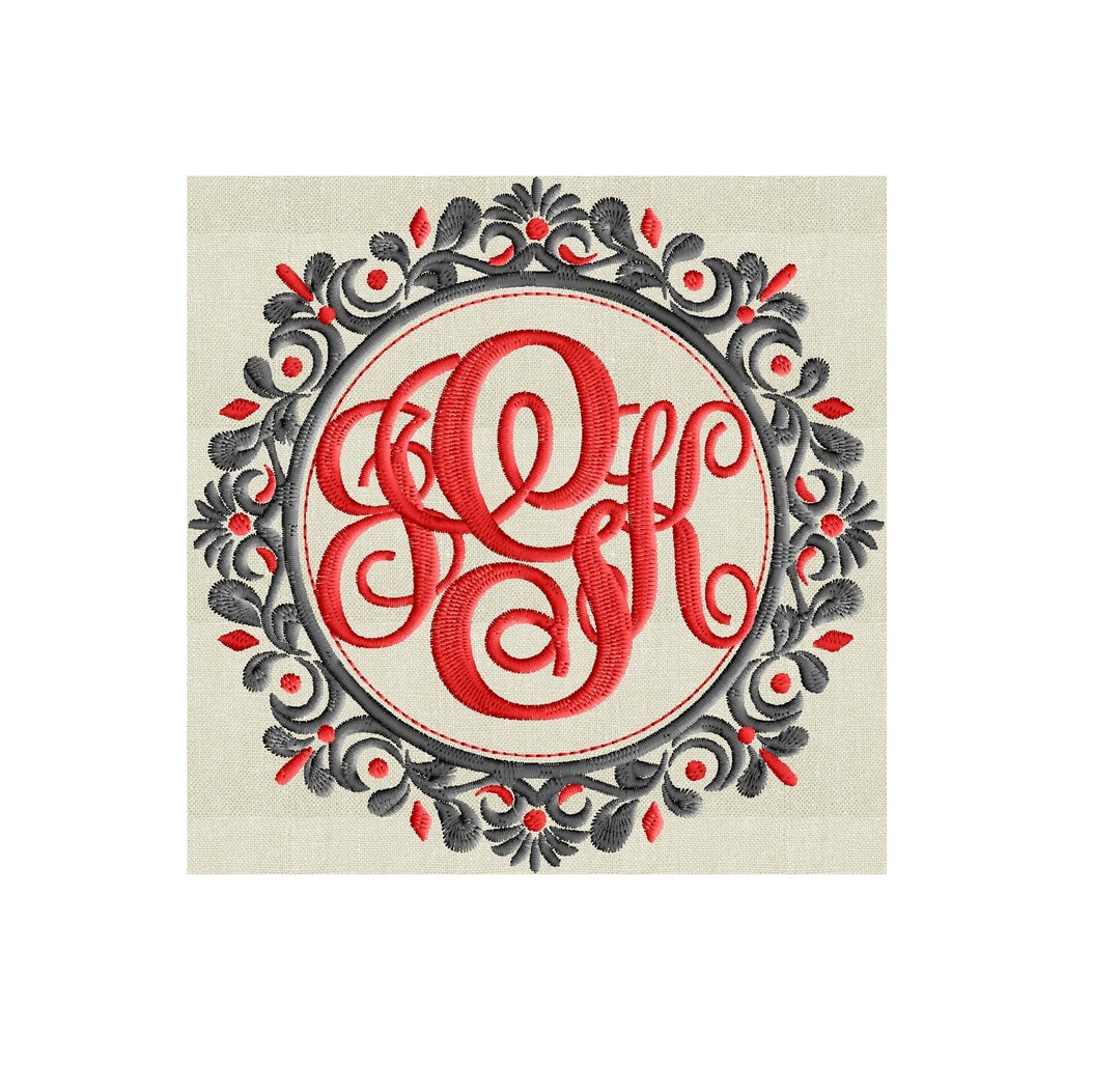 Royal Damask Font Frame Monogram Design -font Not Included - EMBROIDERY ...