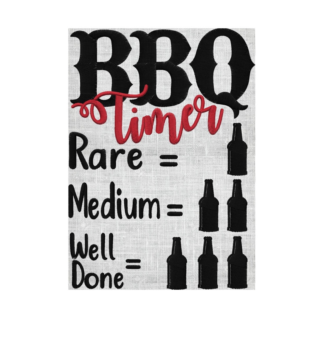 BBQ Timer Beer - Father's Day - EMBROIDERY DESIGN File Instant Download ...