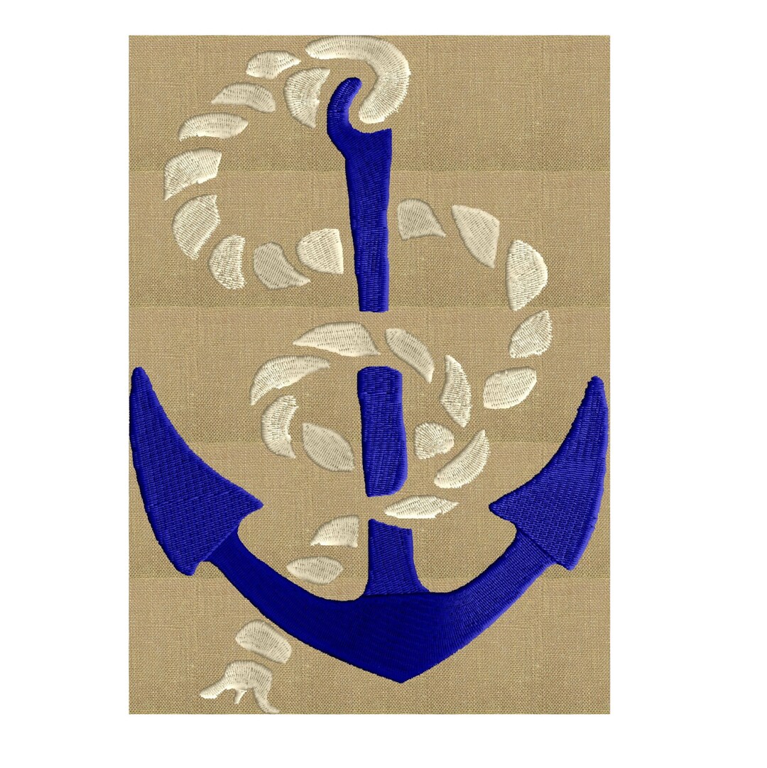 Anchor W Rope EMBROIDERY DESIGN FILE - Instant Download - 2 Sizes & 2 ...