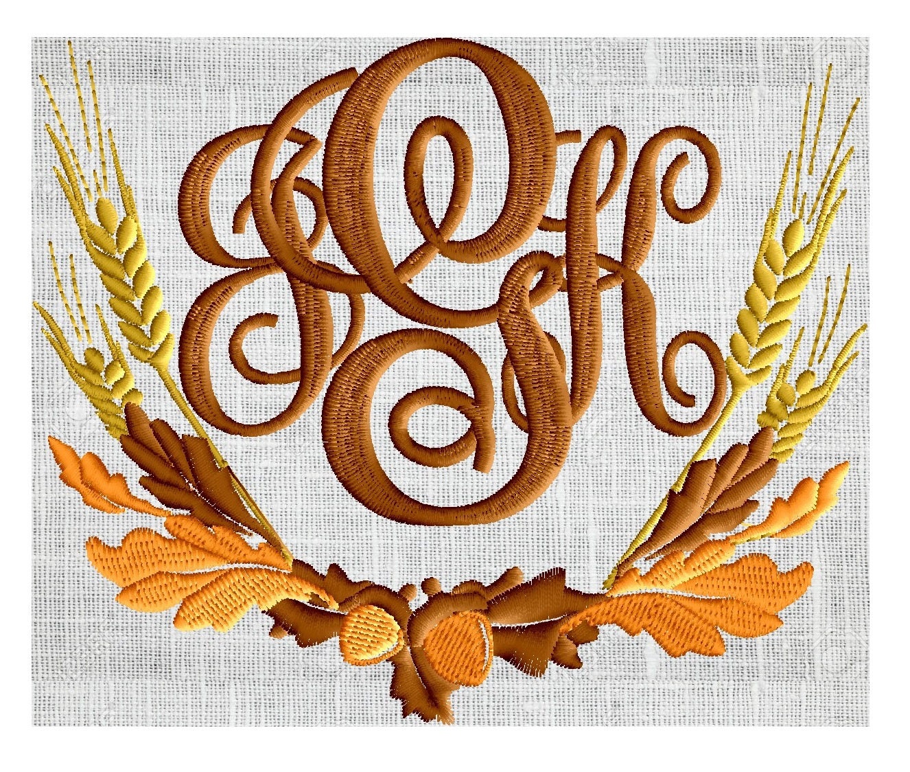 Autumn Wheat Leaves Acorn Wreath Font Frame - Font Not Included ...
