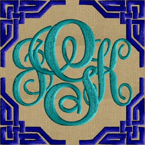 Modern Interlocking Font Frame Monogram Embroidery Design Font Not ...