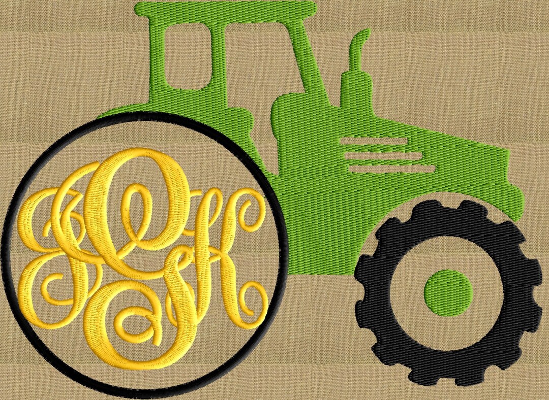 Tractor Font Frame Monogram Embroidery Design - Font Not Included ...