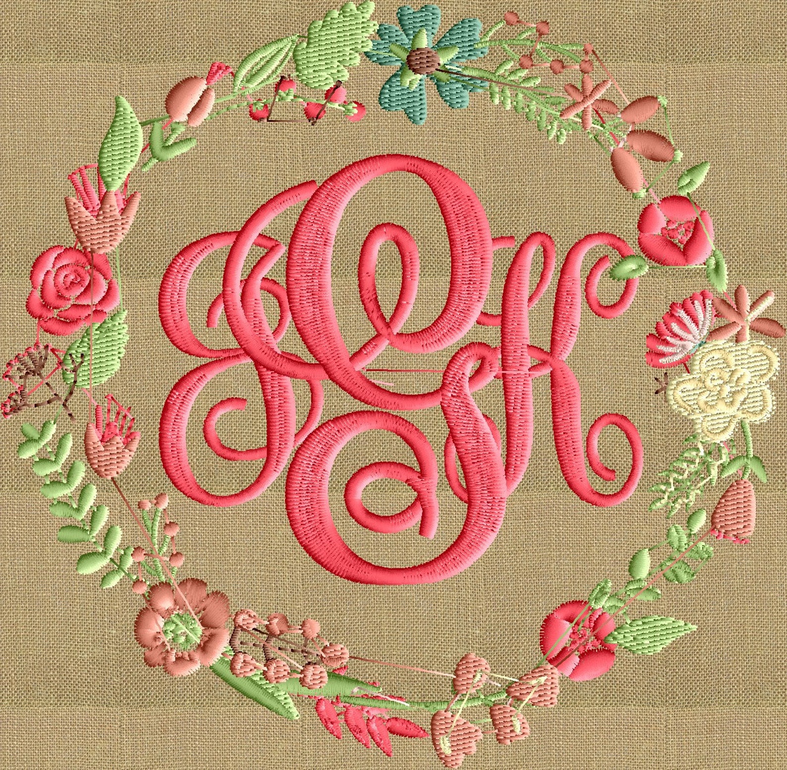 Floral Font Frame Monogram Embroidery Design Font Not - Etsy Floral Font Frame Monogram Embroidery Design Font Not - Etsy