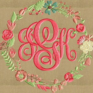 Floral Font Frame Monogram Embroidery Design - Font Not Included - 2 ...