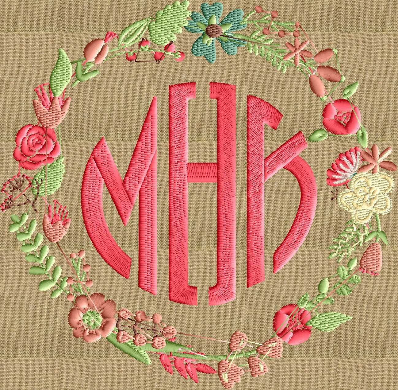 Floral Font Frame Monogram Embroidery Design - Font Not Included - 2 ...
