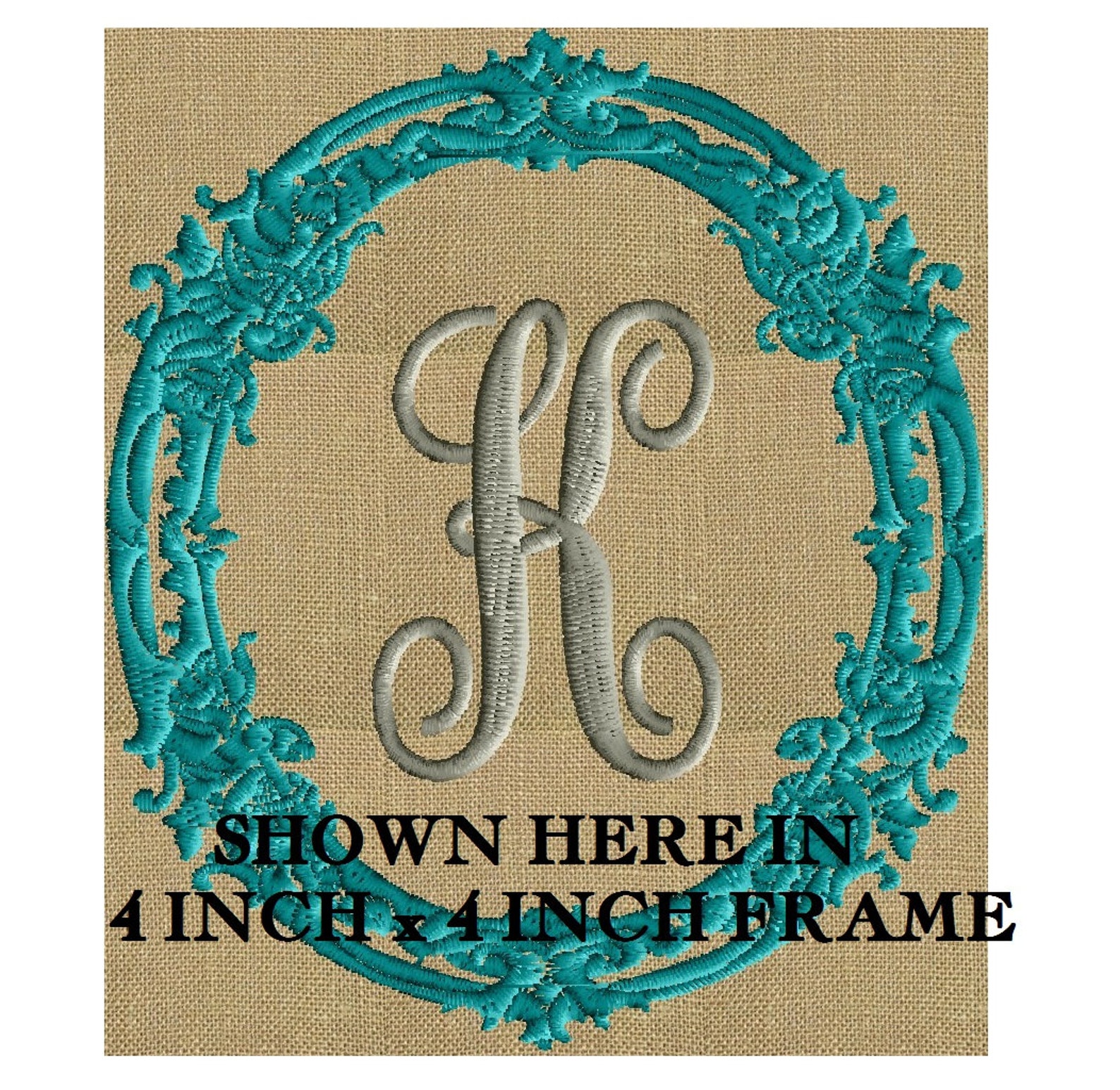 Baroque Round Font Frame Monogram Embroidery Design -font Not Included ...