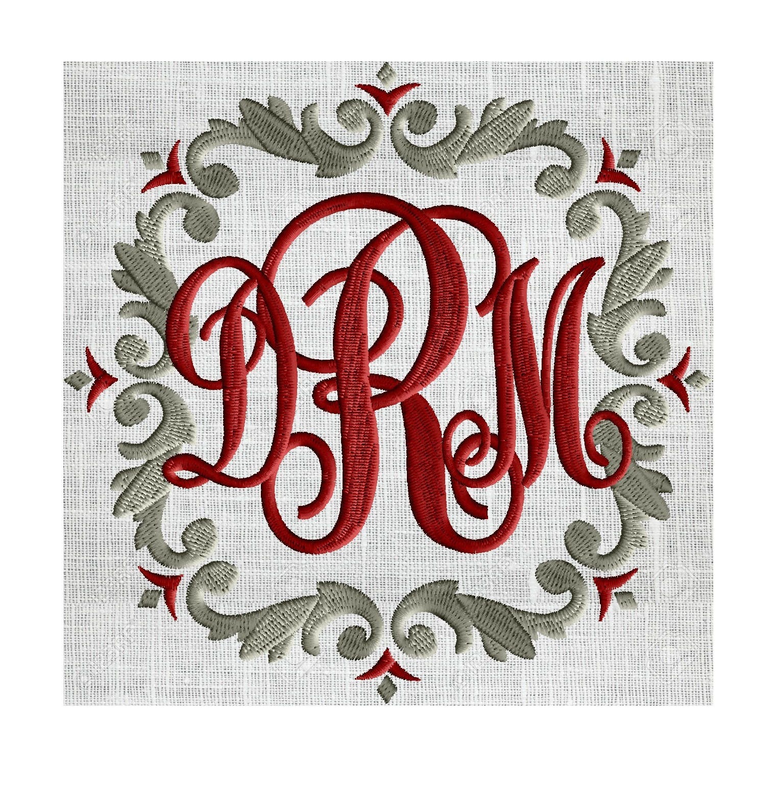 Damask Square Font Frame Monogram Design -font Not Included ...