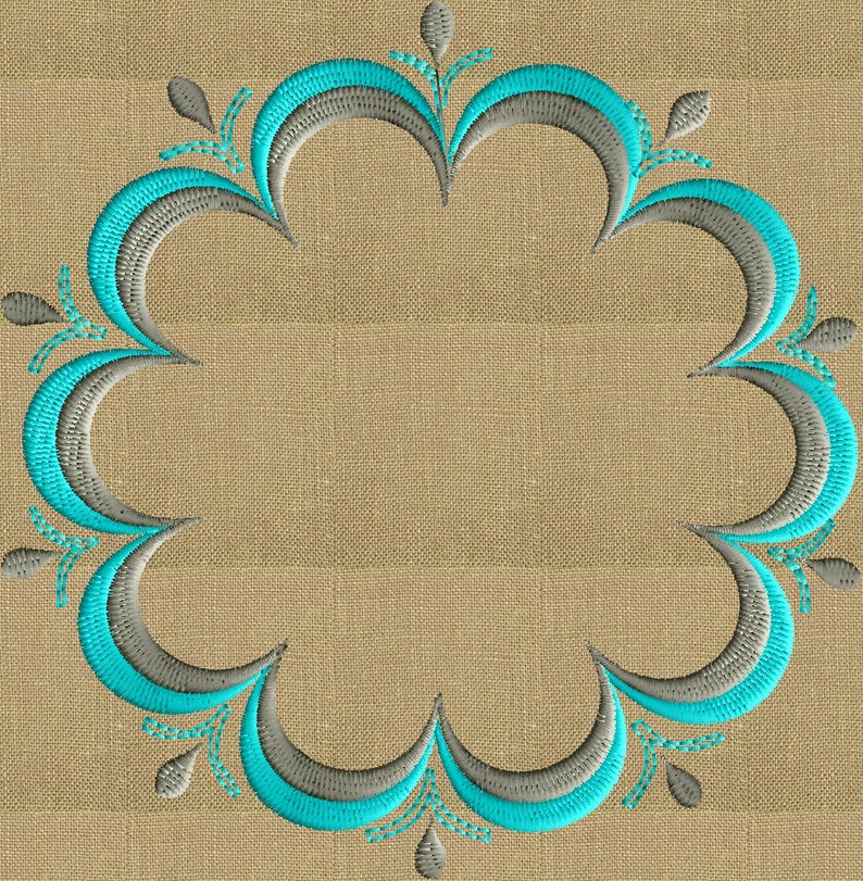 Double Scalloped Font Frame Monogram Embroidery Design Font - Etsy