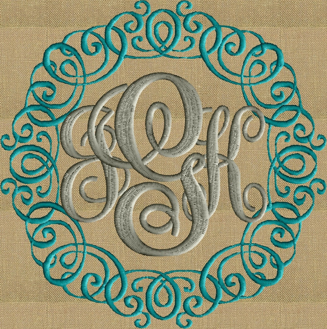 Victoria Font Frame Monogram Embroidery Design -font Not Included ...