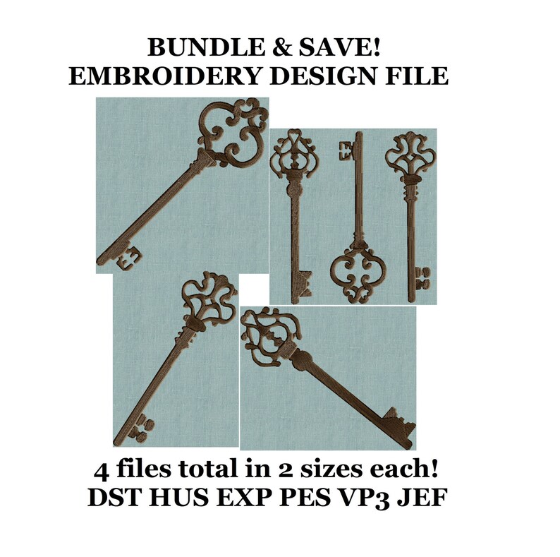 BUNDLE Keys and More Keys Embroidery DESIGN FILE Instant | Etsy
