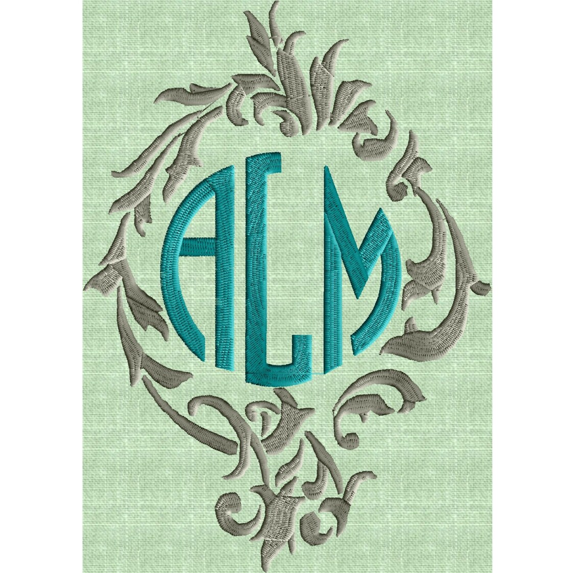 Nouveau Riche Damask Font Frame Monogram Embroidery Design - Etsy