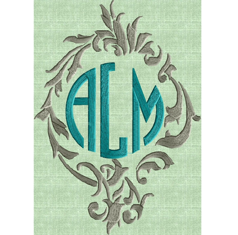 Nouveau Riche Damask Font Frame Monogram Embroidery Design - Etsy