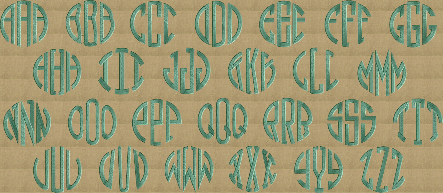 Round Block Monogram Font Embroidery File 26 Letters - Etsy