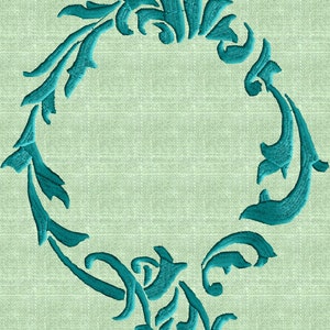 Nouveau Riche Damask Font Frame Monogram Embroidery Design - Font Not ...