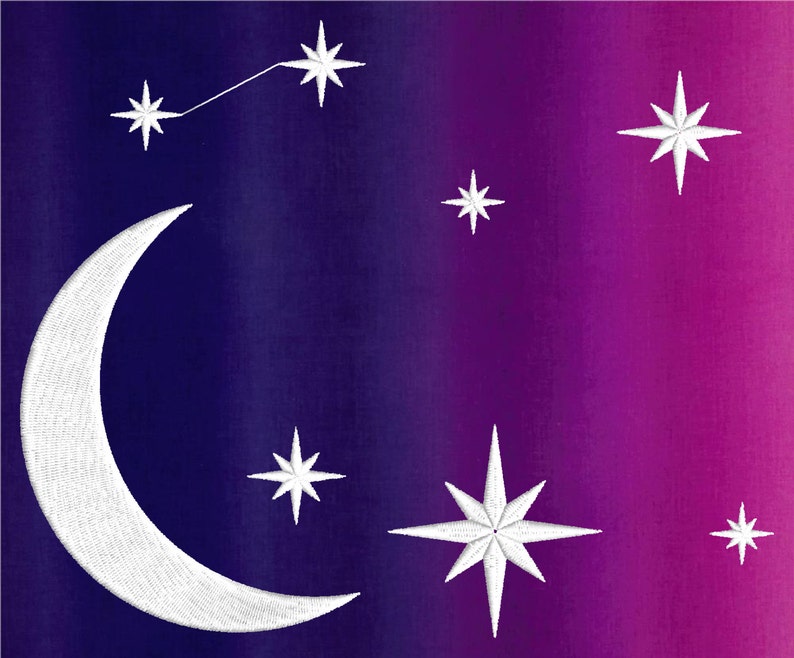 Moon & Stars Font Frame Monogram Embroidery Design Font Not | Etsy